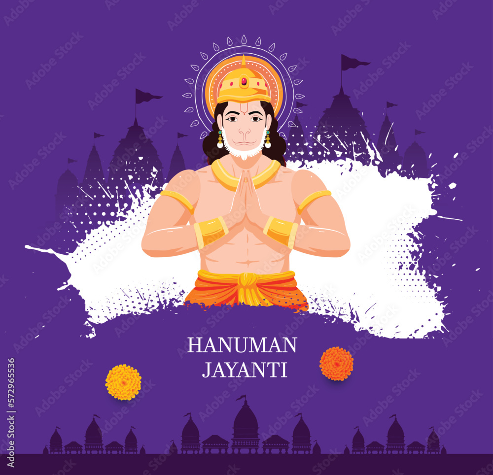 Lord Hanuman on abstract background for Hanuman Jayanti festival of ...