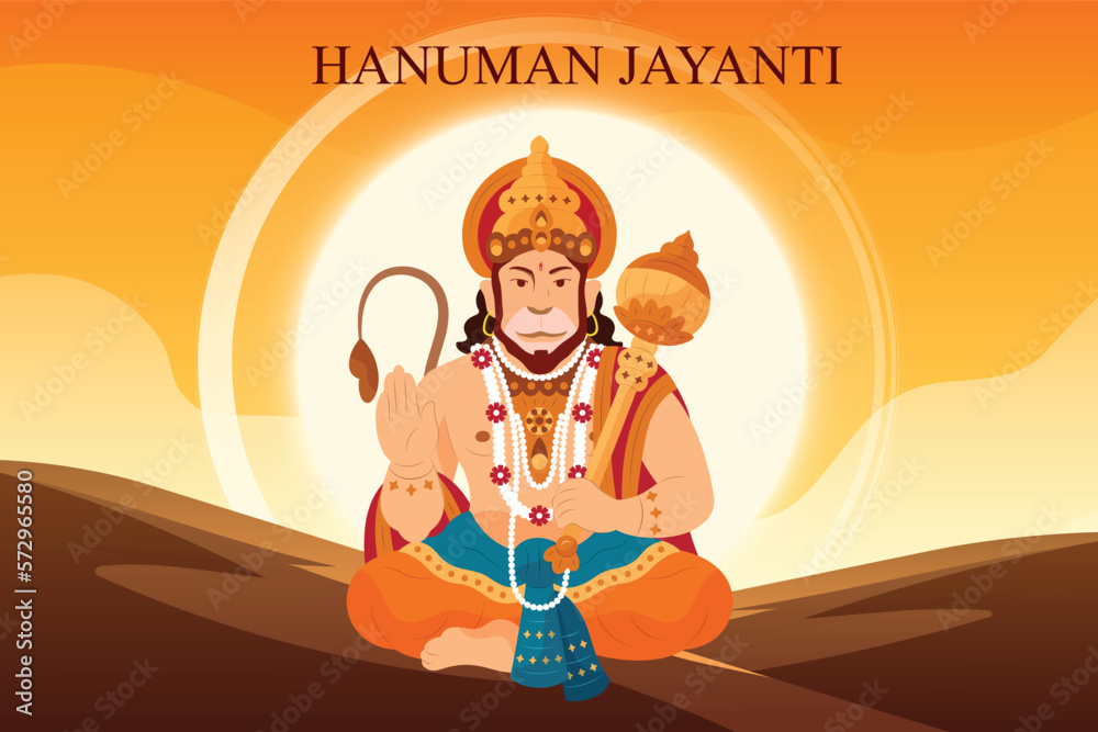 Illustration of Lord Hanuman on abstract background for Hanuman Jayanti ...
