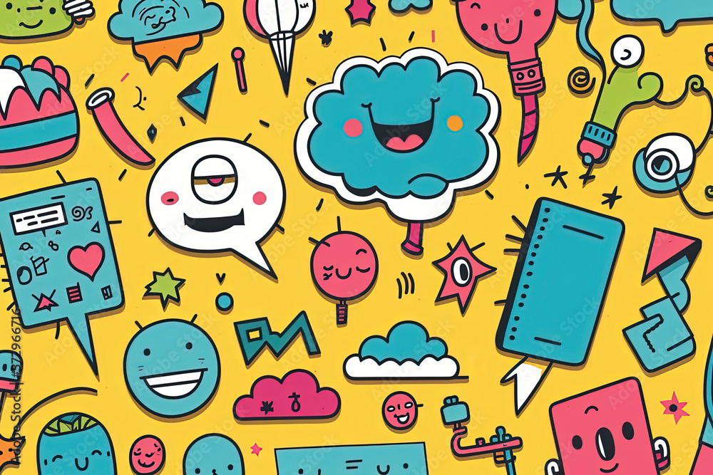 A Quirky Illustration of Random Doodles, Drawings and Sketches Showing ...