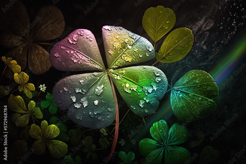 "Rainbow Clover Shamrock for St. Patrick's Day." Generative AI. Stock ...