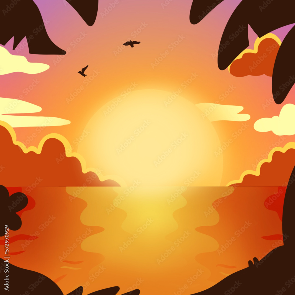 Sunset Background. Vector clip art illustration with simple gradients ...