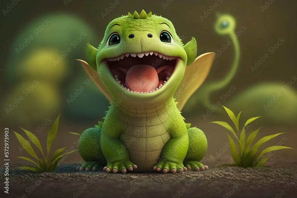 Green Cartoon Baby Dragon