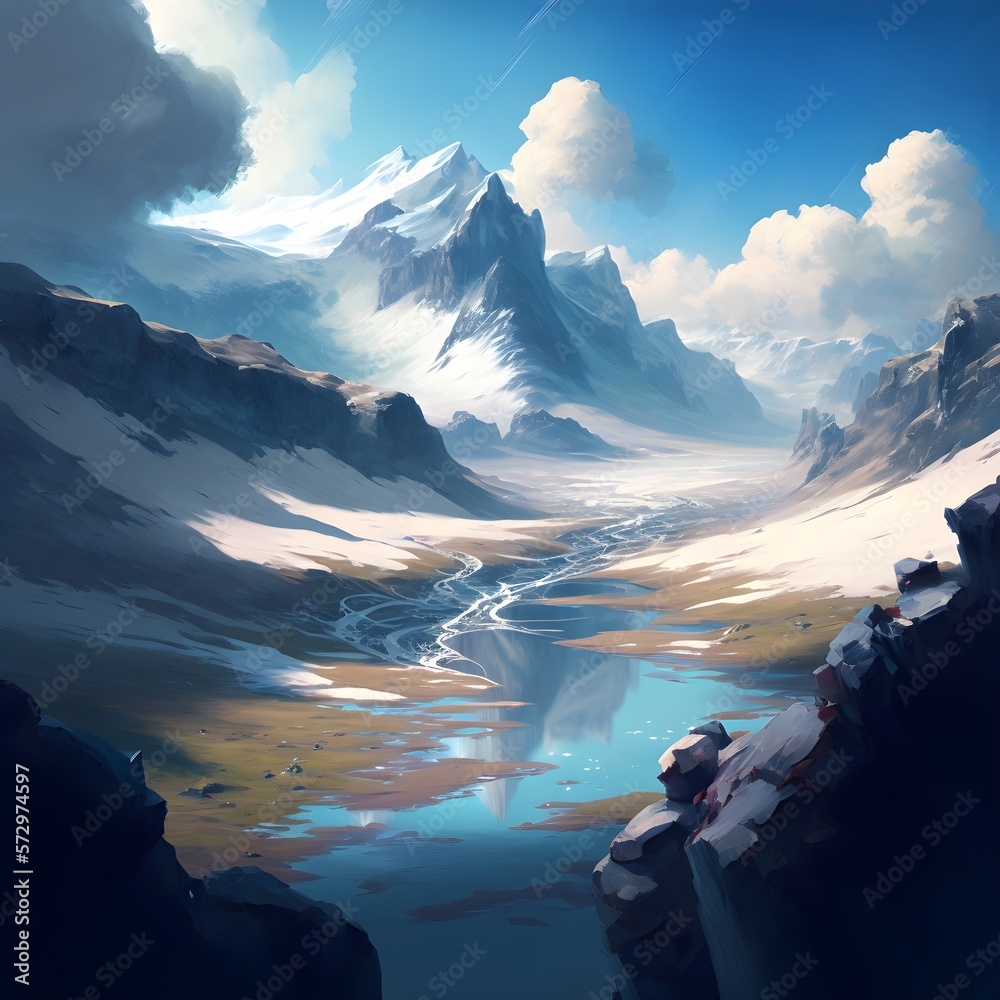 digital painting concept art fantasy medieval daytime light clouds ...