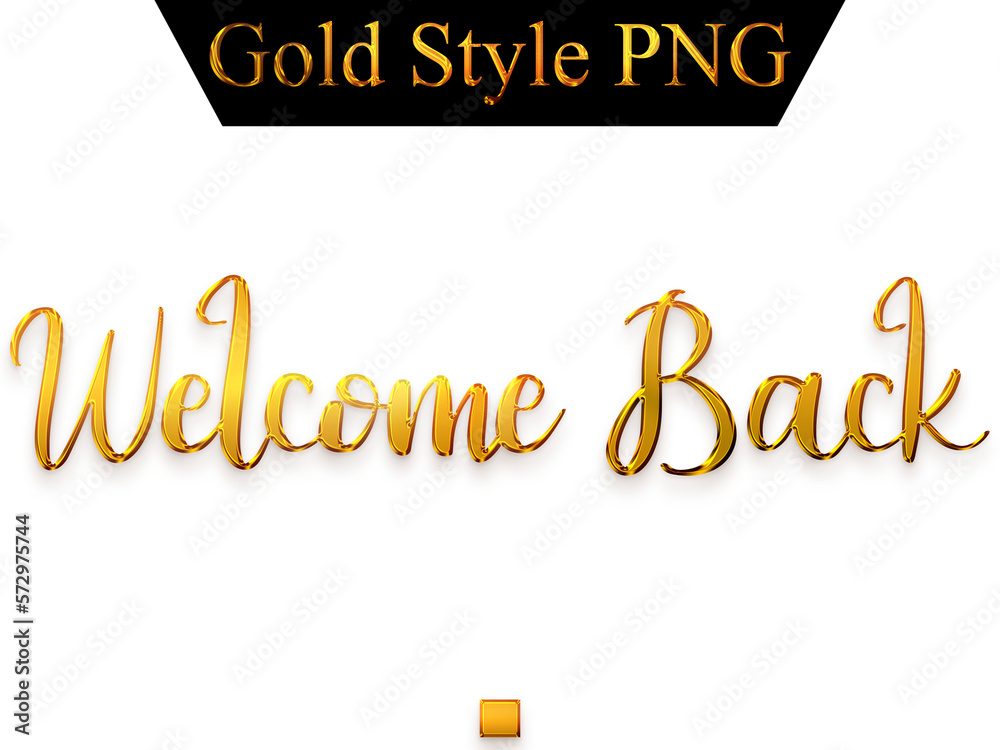Welcome Back Text in Gold Gradient Alphabetical Transparent PNG Text ...
