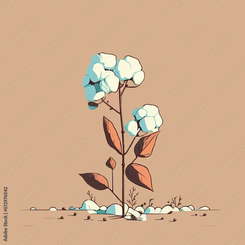 Cotton cultivation in agricultural production farm created with ...