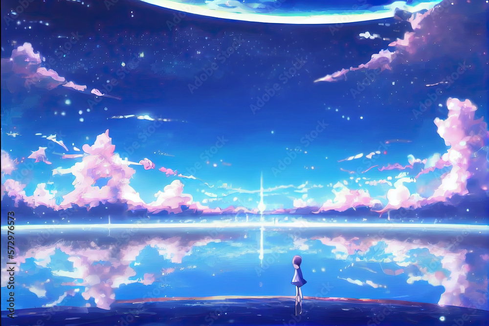 Fantasy anime background, based on Ai generative Stock Illustration ...