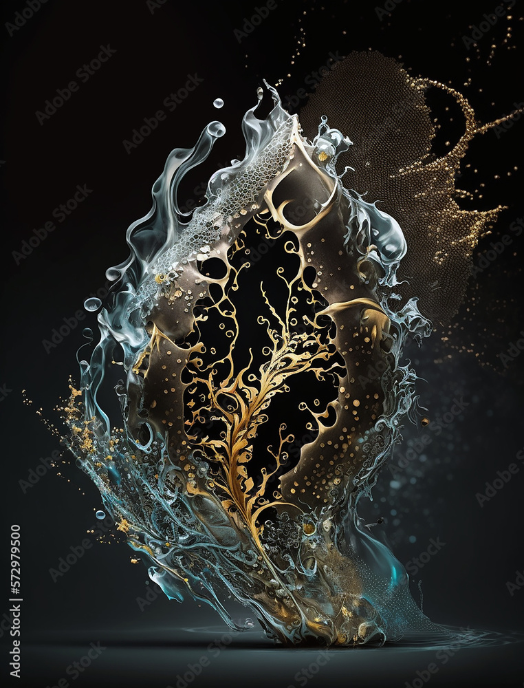 Macro photography of magical liquid vitreous enamel dripping melting ...