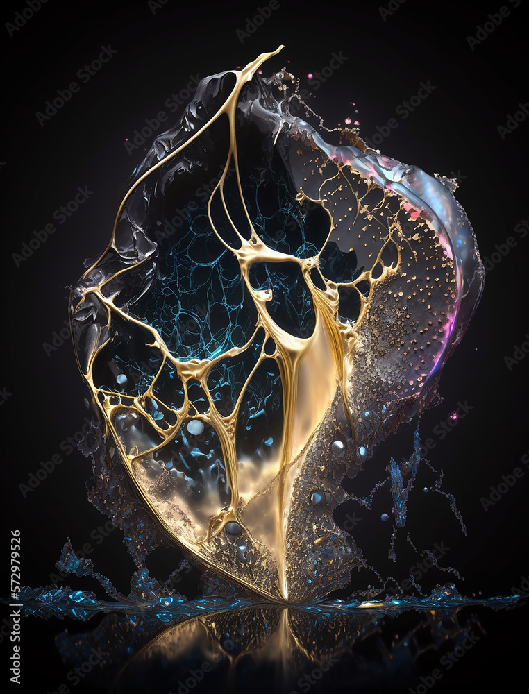 Macro photography of magical liquid vitreous enamel dripping melting ...