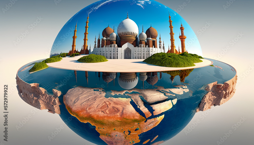 Cross section of planet Earth with Abu Dhabi landmarks - Generative AI ...