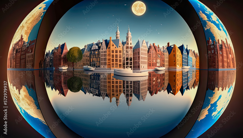 Cross section of planet Earth with Amsterdam landmarks - Generative AI ...