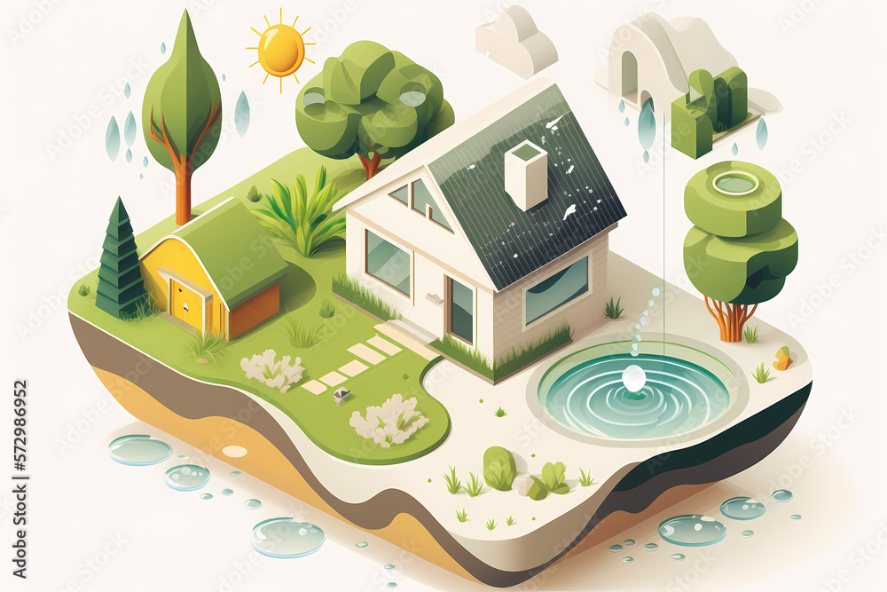 Eco-Friendly Homes - representation of eco-friendly homes, with green ...