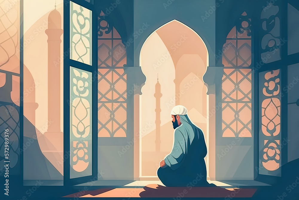 Cartoon Person Praying Islam