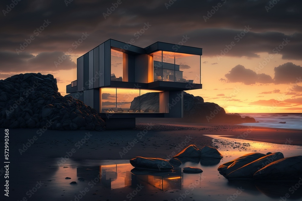 Living in nature. Beautiful solitary modern minimalistic residential ...