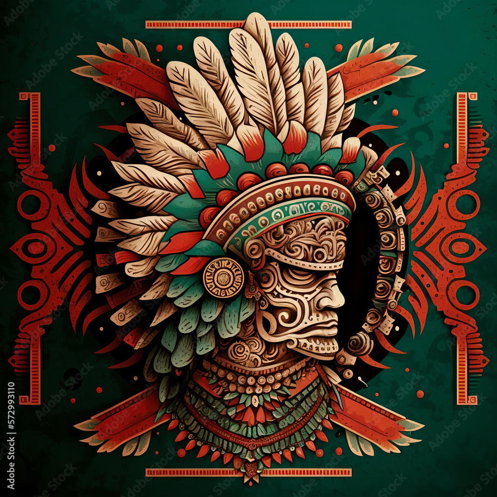 ancient Azteca civilization with iconic symbols such as the Aztec ...