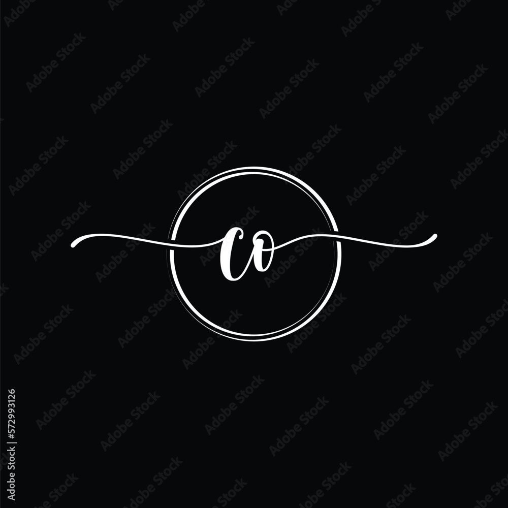 initial handwriting CO Circle logo template Illustration. CO Letter ...