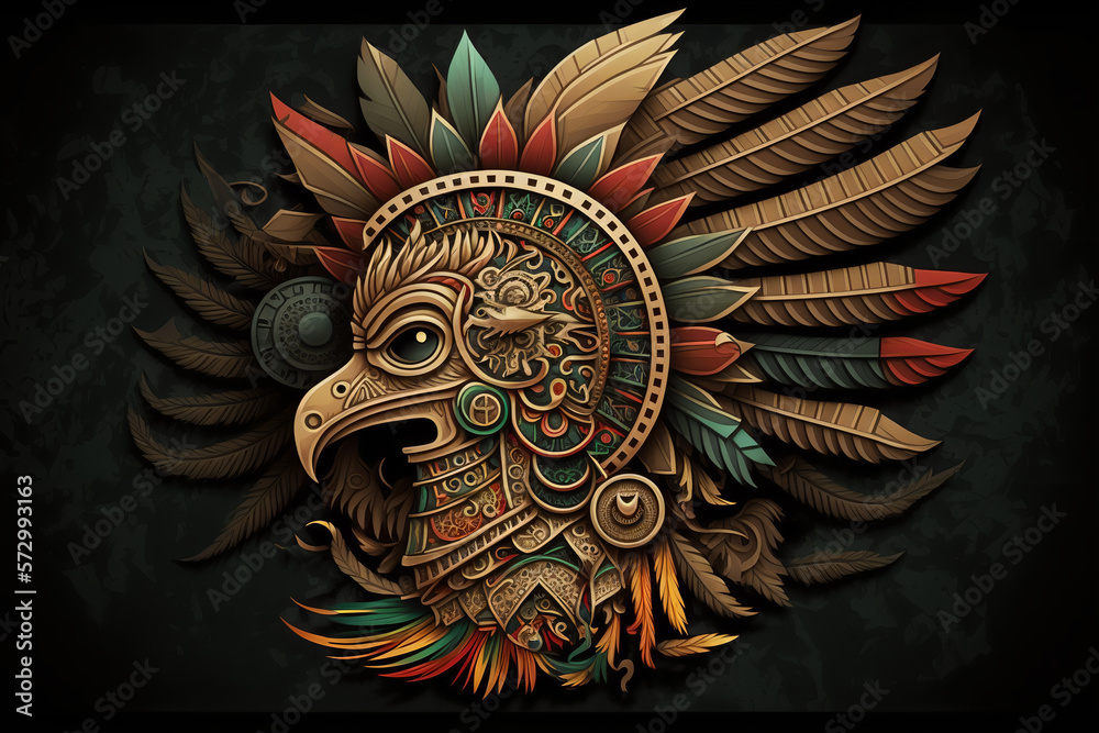 ancient Azteca civilization with iconic symbols such as the Aztec ...