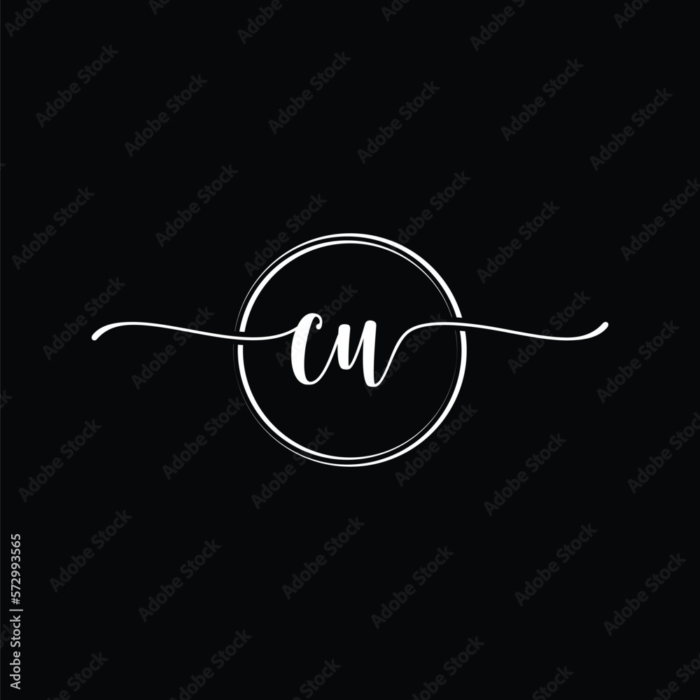 initial handwriting CU Circle logo template Illustration. CU Letter ...