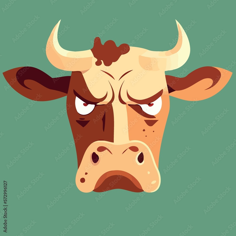 angry cow mammal animal head created with Generative AI technology ...