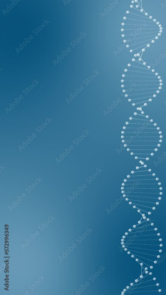 Abstract DNA double helix animation - blue background. Glowing rotating ...