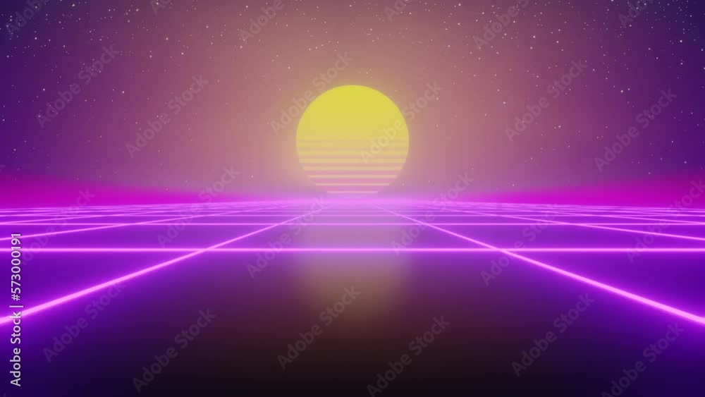Vidéo Stock Synthwave Sunset. Animated Background. 80s Sun. Wireframe ...