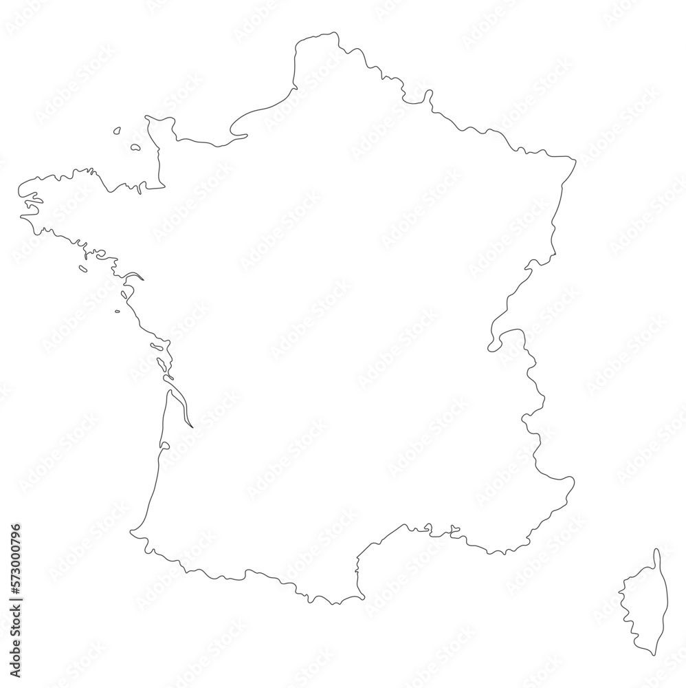 France map. French map. Outline on white background Stock Vector ...
