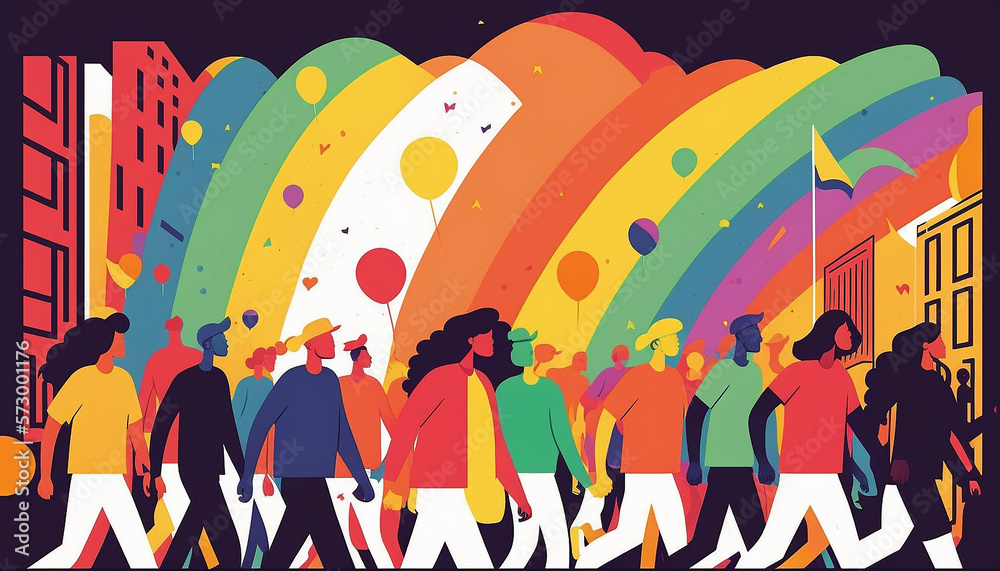 Generative AI A group of people participating in a Pride parade. LGBT ...