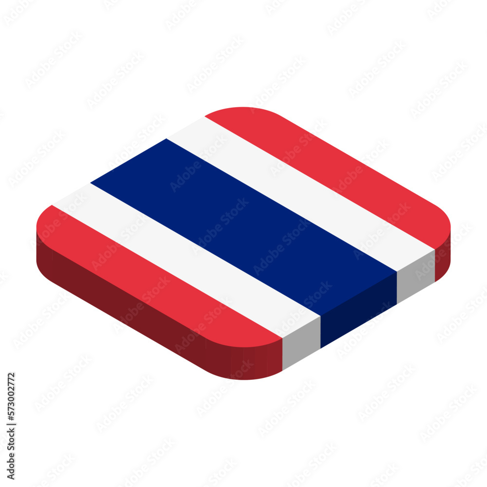 Thailand flag - 3D isometric square flag with rounded corners. Stock ...