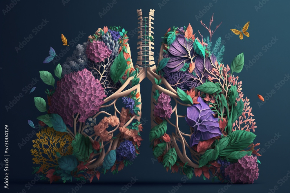 Breathing Easy: An Illustration of Healthy Lungs in vibrant colors. Ai ...
