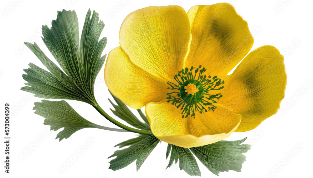Yellow Buttercup Flower illustration, Isolated, Transparent background ...