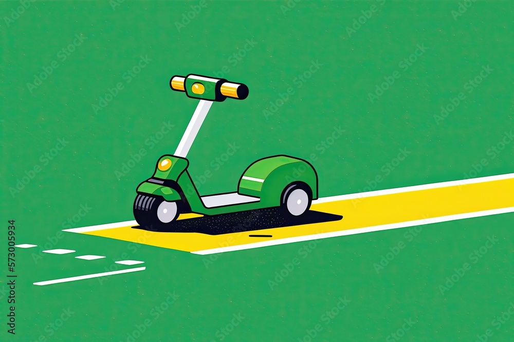 Cartoon of minimalist electric scooter icon on highway. Generative AI ...