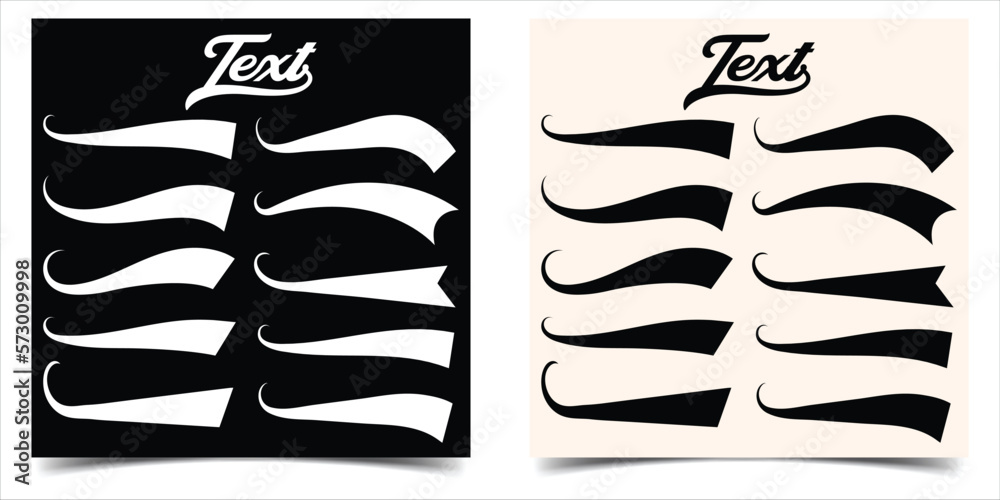 Calligraphic swoosh tails, Underline marker stroke. Swoosh underline ...
