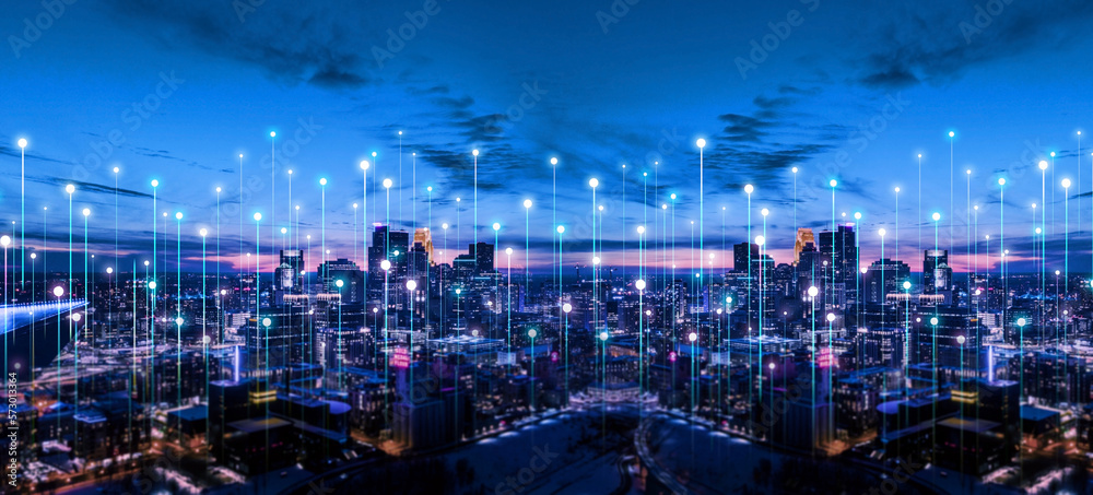 Telecommunication and communication network concept. Big data ...