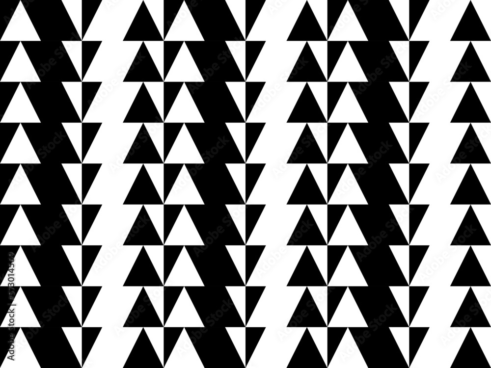 Seamless black and white triangle pattern in retro style for design and ...