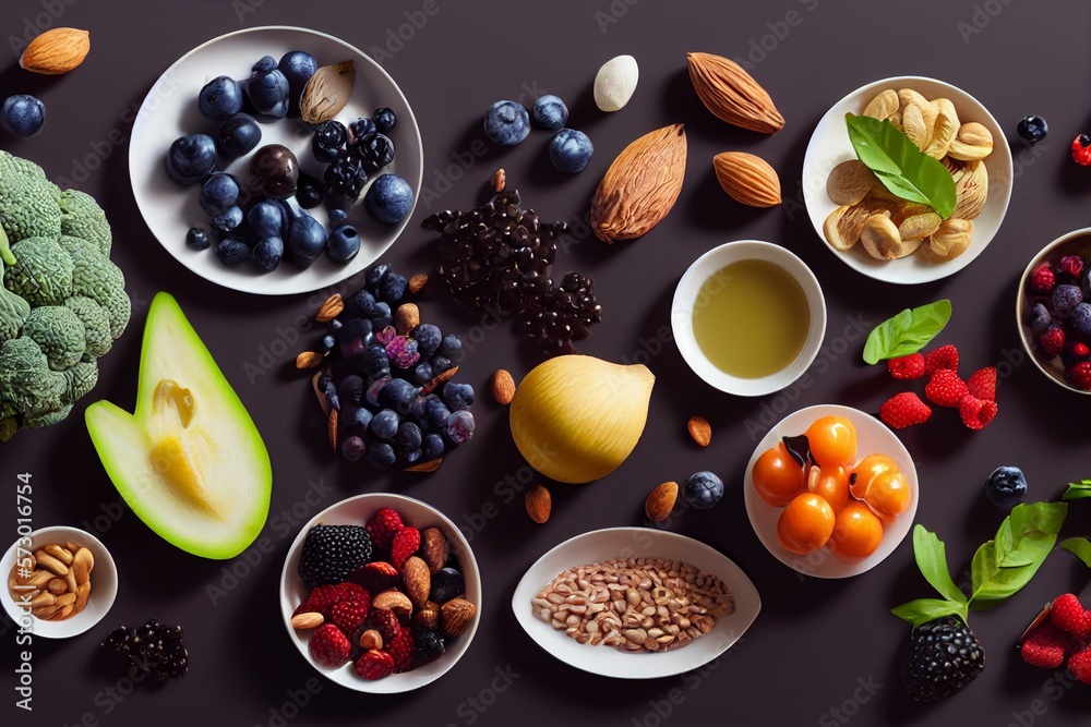 Brain Power Food to boost brainpower concept as a group of nutritious ...