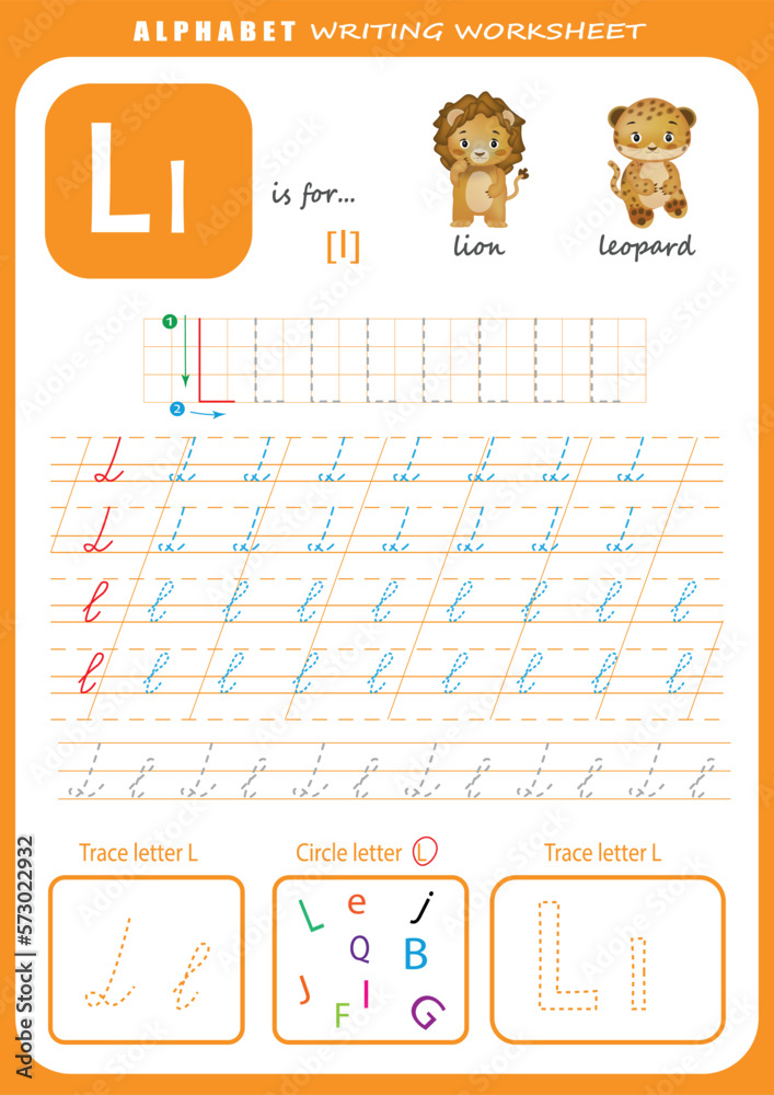 L letter handwriting practice worksheet. Alphabet letter tracing ...