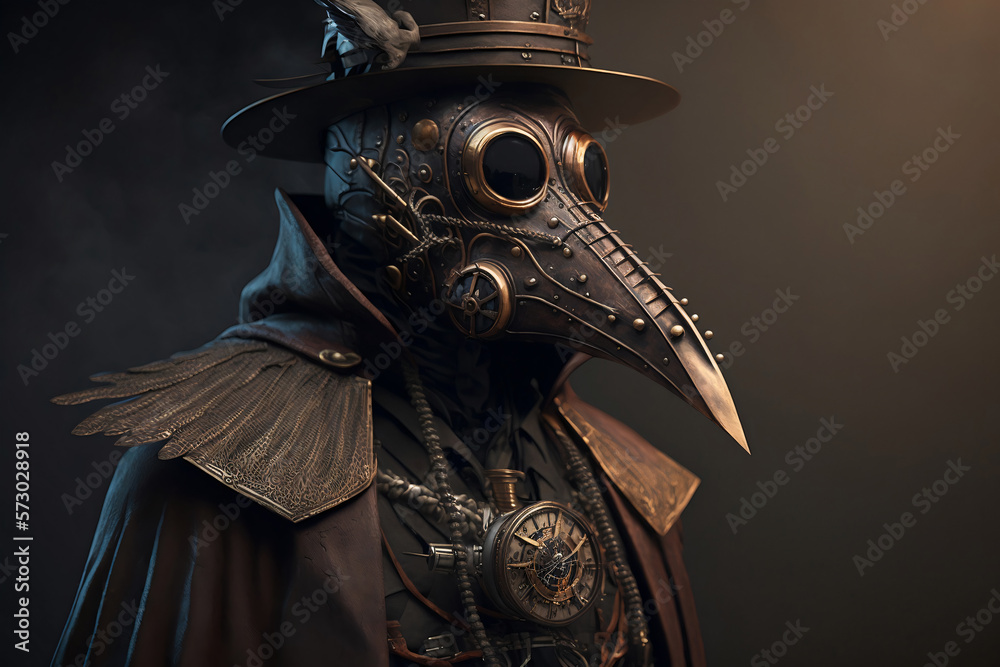 Mysterious Masked Man Plague Doctor, with Bird Mask and Hat. Steampunk ...
