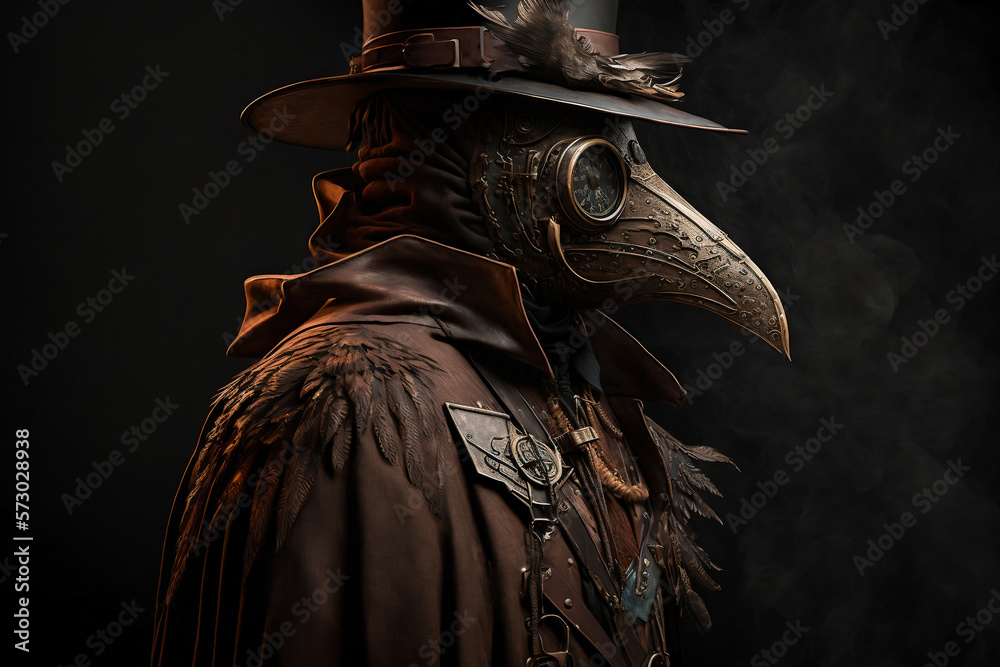 Mysterious Masked Man Plague Doctor, with Bird Mask and Hat. Steampunk ...