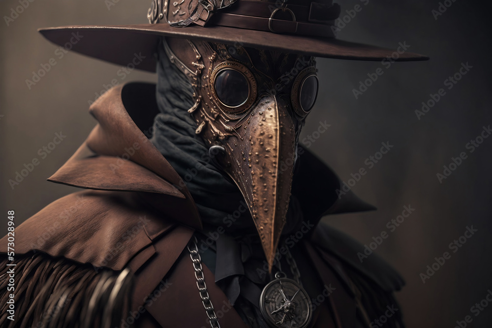 Mysterious Masked Man Plague Doctor, with Bird Mask and Hat. Steampunk ...