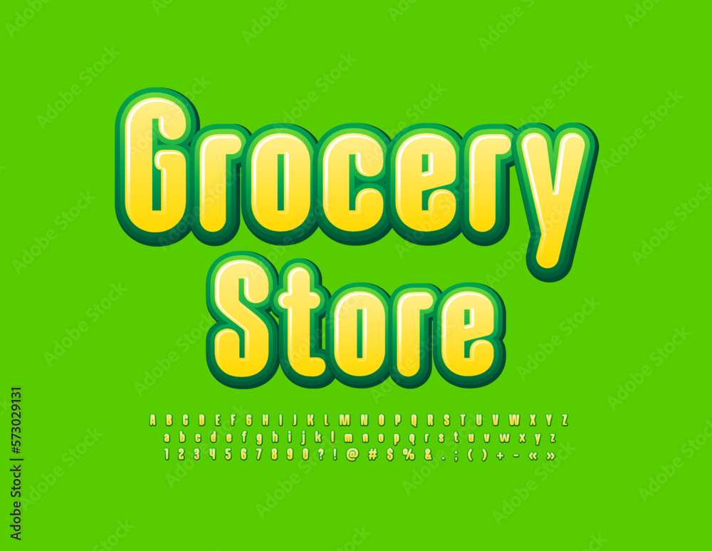 Vector business logo Grocery Store with Modern Yellow and Green Font ...