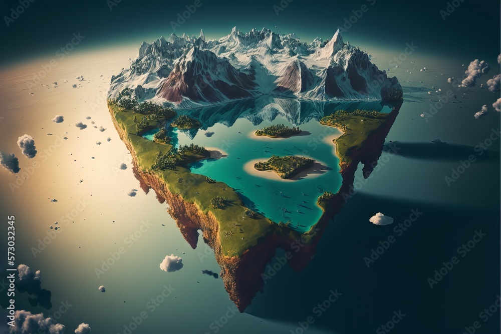 Generative AI illustration of fictional fantasy continent of earth with ...