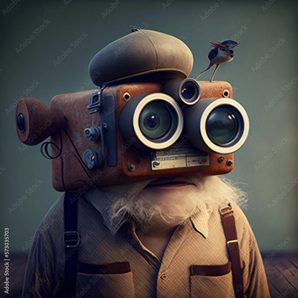 Cartoon Cameraman Concept: High-Tech Digital Device AI-Generated ...