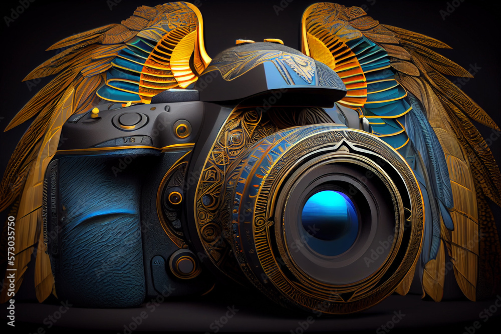 Psychedelic Futuristic Egyptian Camera: High-Tech Digital Device AI ... Psychedelic Futuristic Egyptian Camera: High-Tech Digital Device AI ...