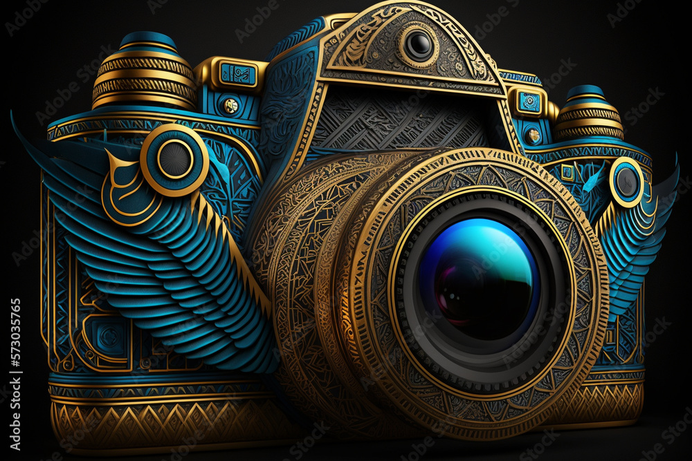 Psychedelic Futuristic Egyptian Camera: High-Tech Digital Device AI ... Psychedelic Futuristic Egyptian Camera: High-Tech Digital Device AI ...