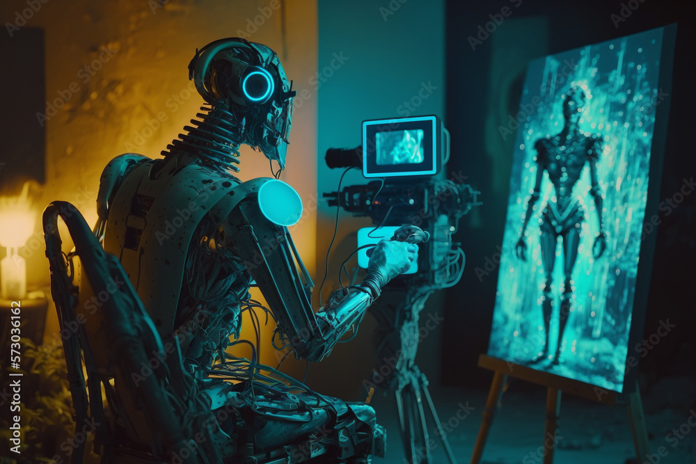 Robot Humanoids taking our jobs as AI-Generated Cameraman Futuristic ...