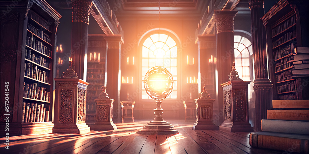 Old library on classic style with vintage books on bookshelves. AI ...