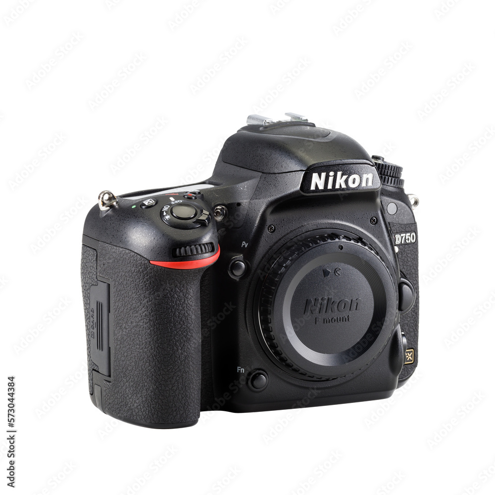 Professional DSLR digital camera body Nikon D750 isolated on a ...