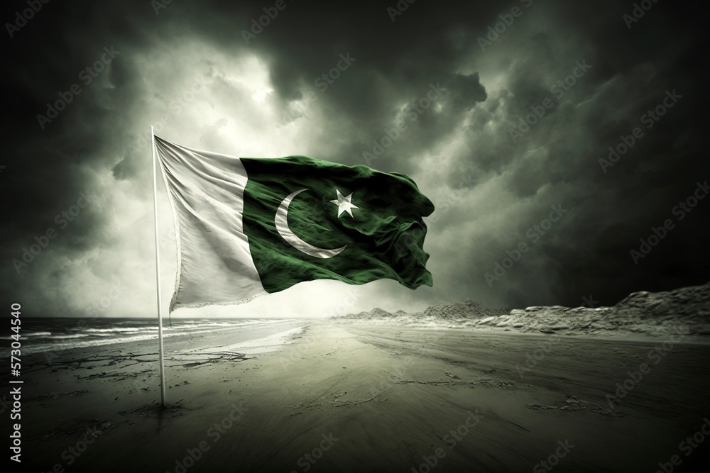 Pakistan flag on cinematic background, Generative Ai Stock Illustration ...