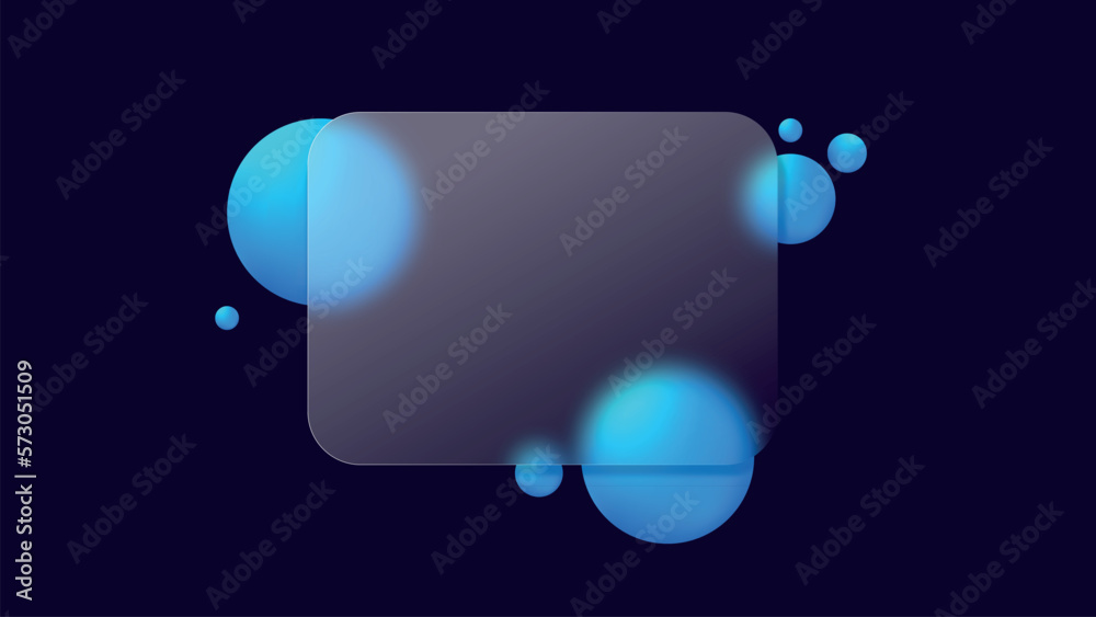 Glassmorphism background banner with blue sphere. Vector abstract ...