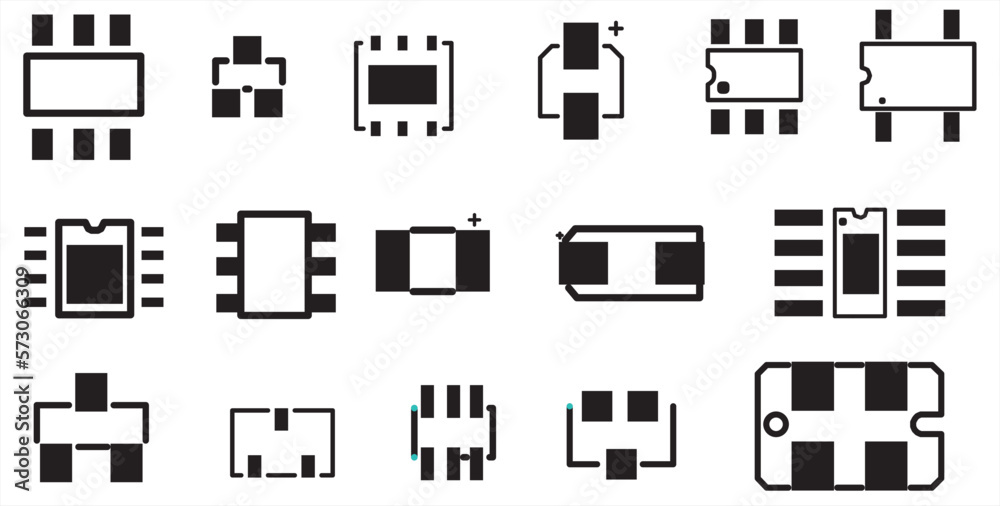 A set of vector footprint (seating) for surface mounting an electronic ...