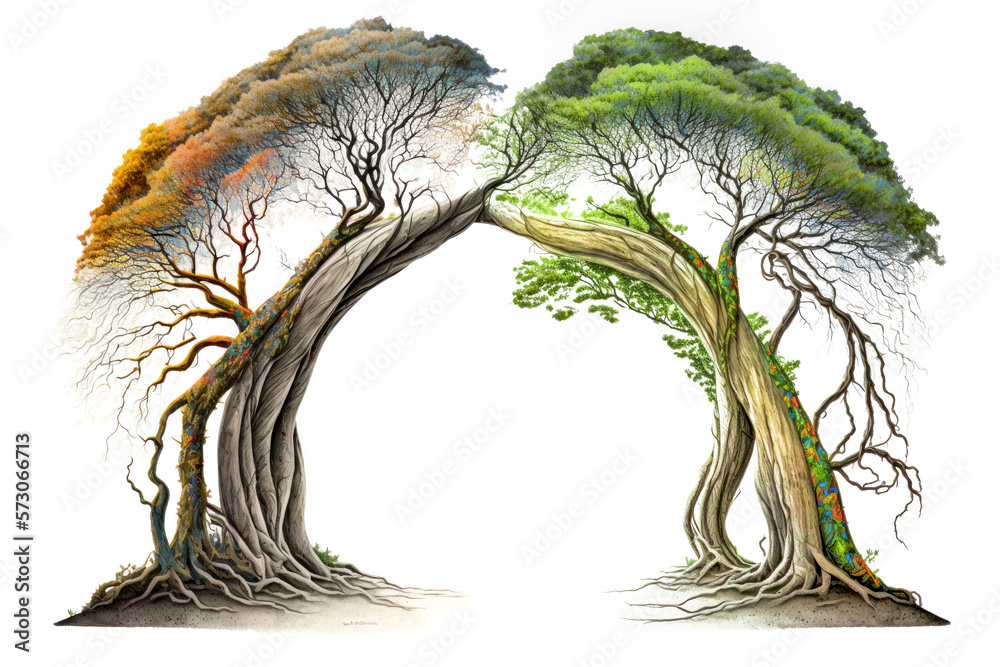 Symbol photo of dying tree in an arch. Environment concept for nature ...